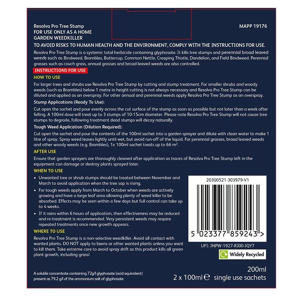 Westland Resolva Pro Xtra Tough Tree Stump Killer Sachets – Trowell ...