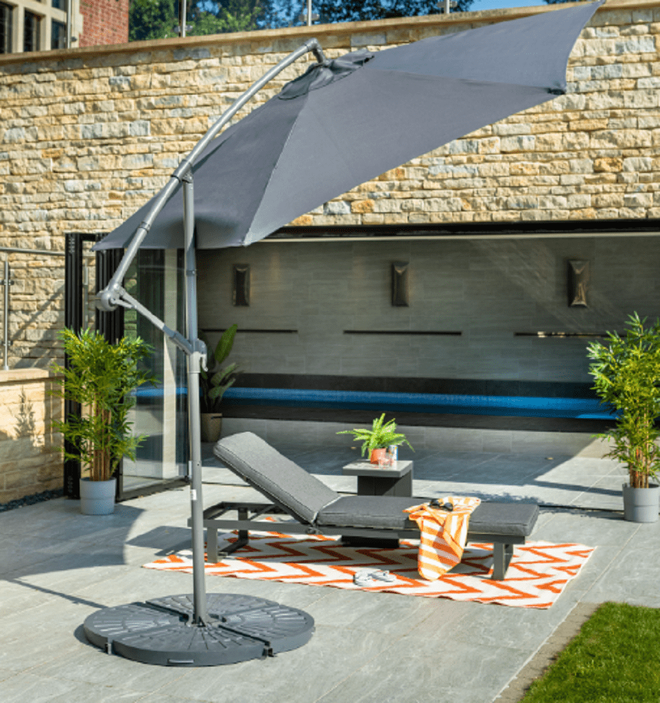 Hartman Mediterranean 3m Parasol with Base Grey – Trowell Garden Centre