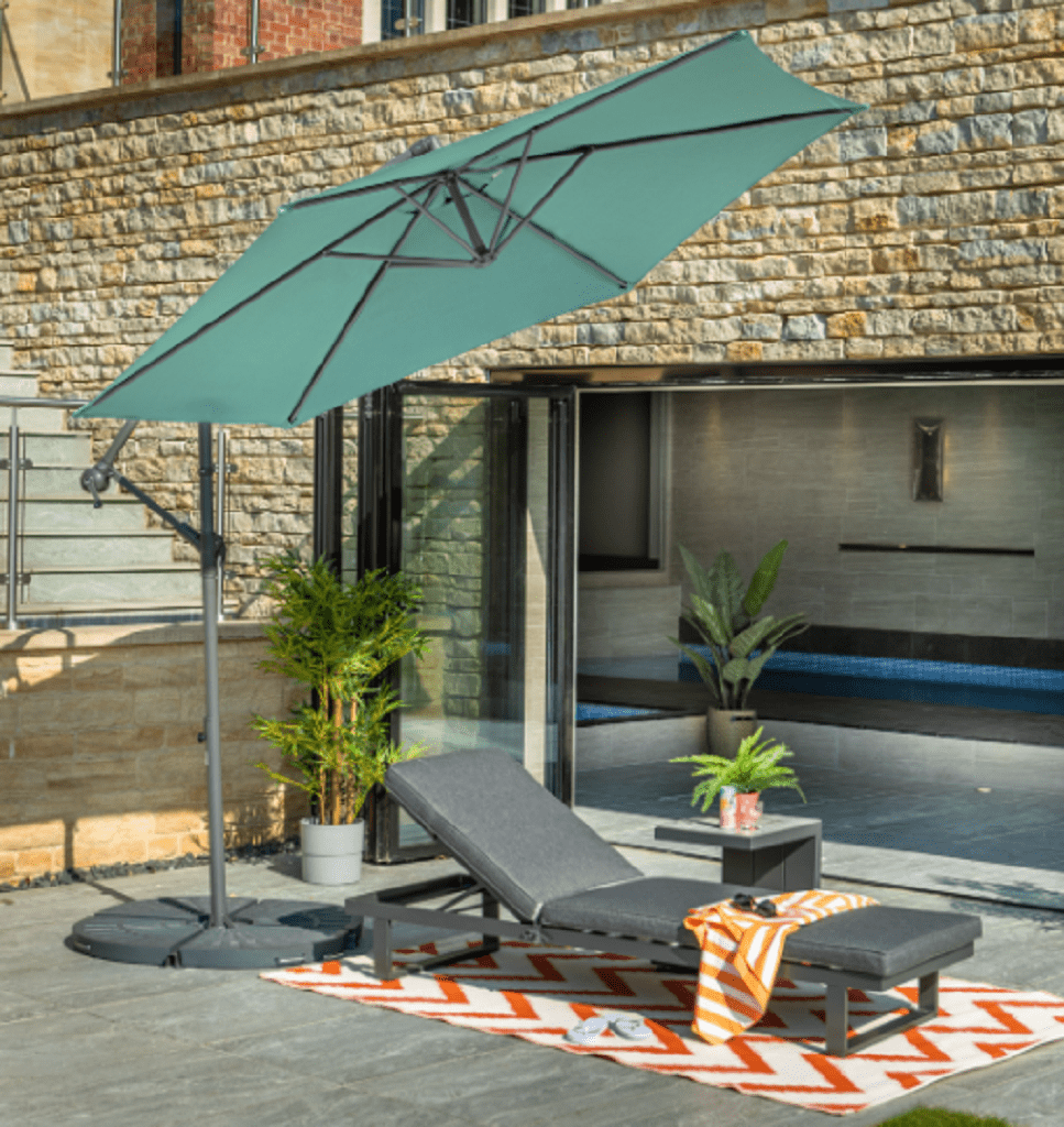 Hartman Mediterranean 3m Parasol with Base Lagoon – Trowell Garden Centre
