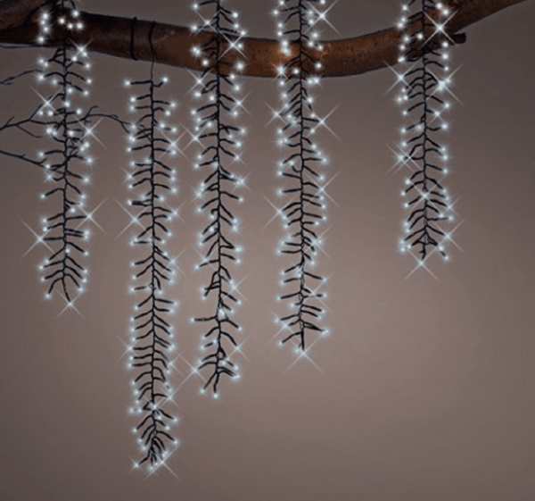 Kaemingk Christmas 8 Function Twinkle Cascade LED Lights Cool White ...