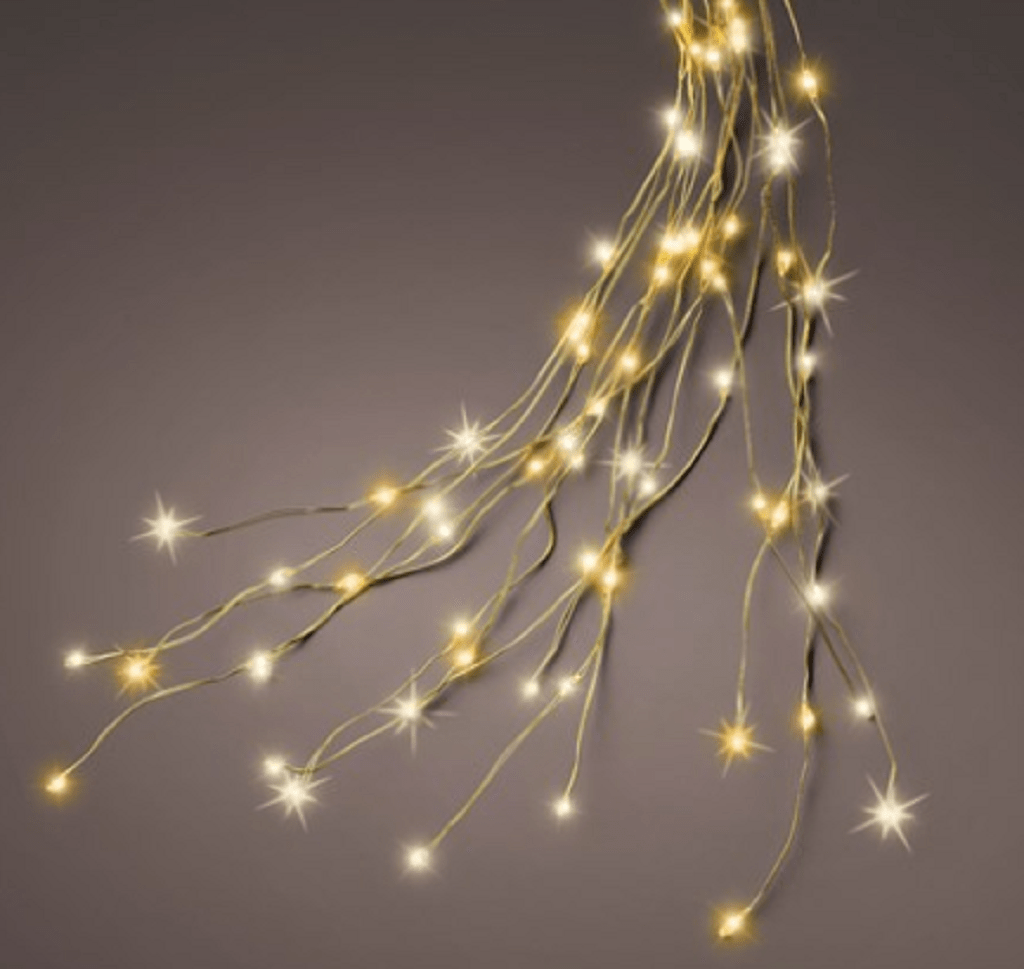 Kaemingk 7ft Flashing Micro-LED Tree Lights Mixed White LEDs on Gold W ...