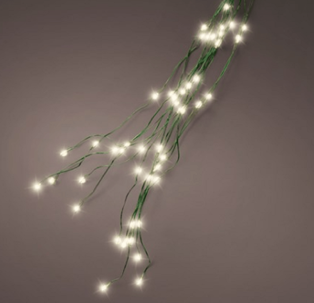 Lumineo Static 8ft Micro-LED Tree Lights Warm White on Green Cable ...